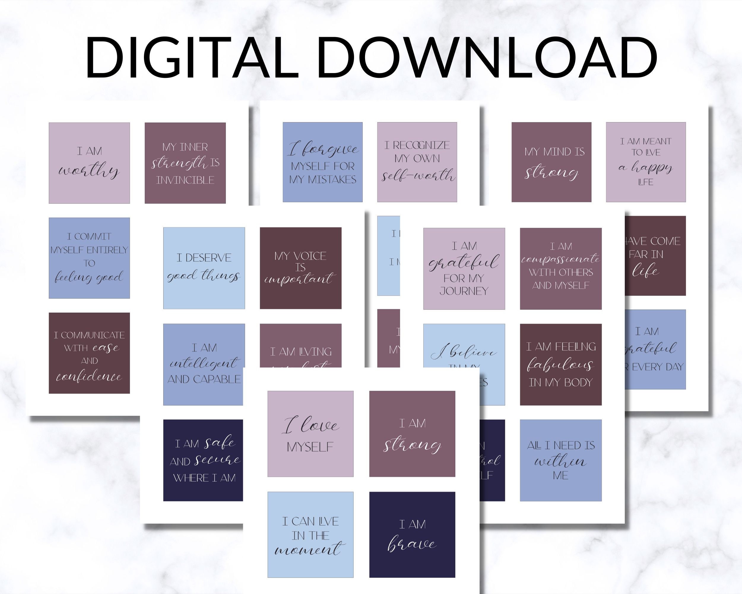 40 Positive Affirmation Cards, Daily Self Care Affirmations ...