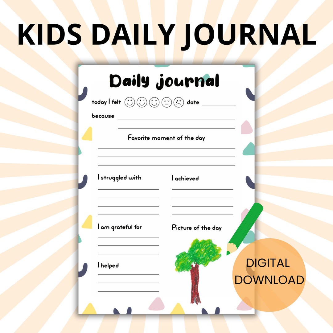 Kids Daily Journal, Children's Diary, Printable Kids Journal, Journal ...