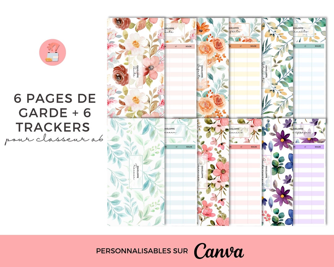 6 Cover Pages 6 Budget Trackers for A6 Budget Binder, CUSTOMIZABLE on ...