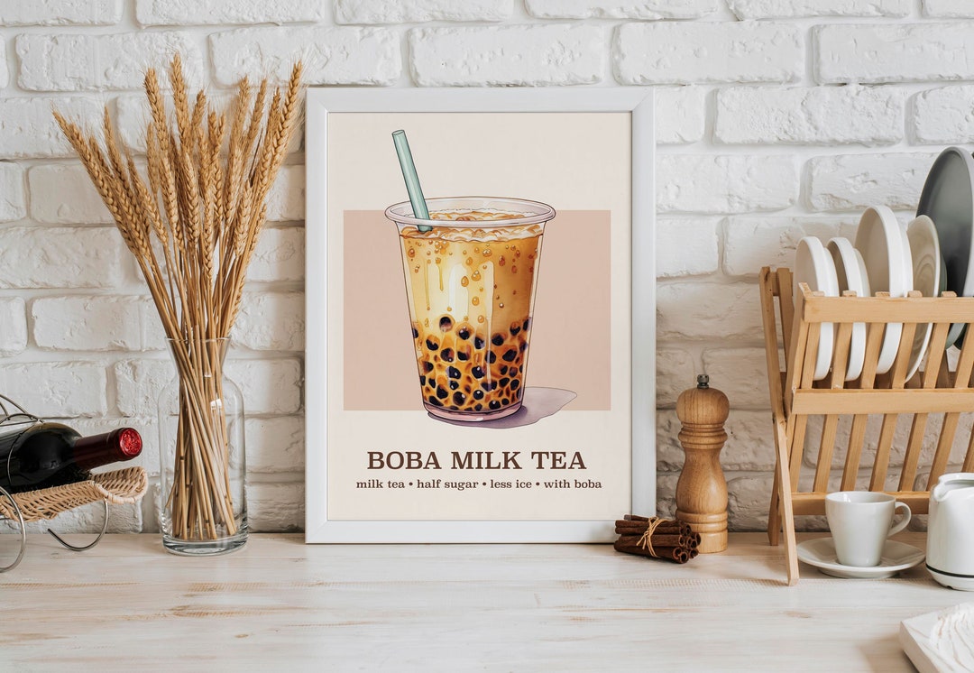 Boba Milk Tea Wall Art Poster | Digital Download Printable Home Decor ...