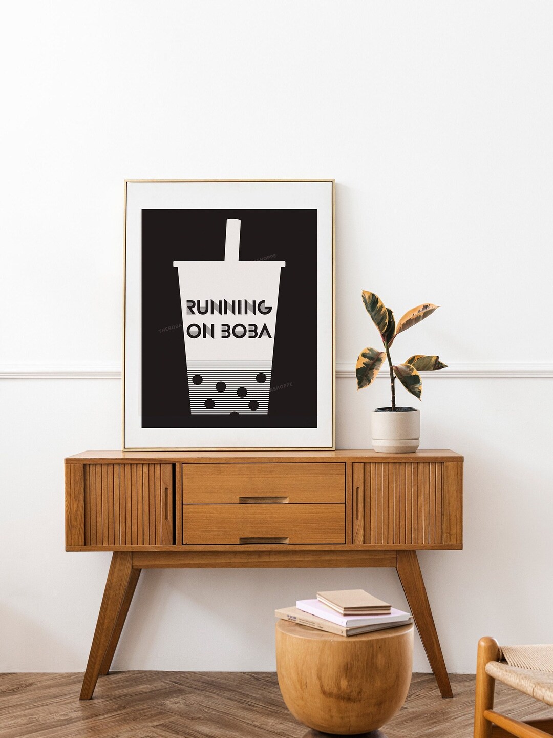 Running on Boba Poster: Minimalist Bubble Tea Art (printable Digital ...