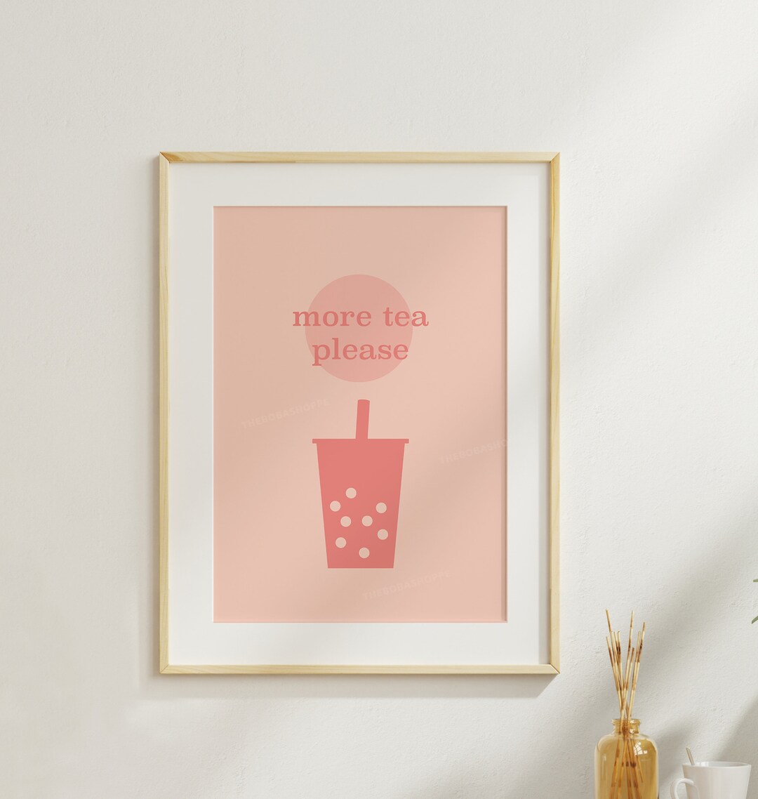 Boba More Tea Please Typography Wall Art Poster Digital Download Printable Home Decor Taiwan ...