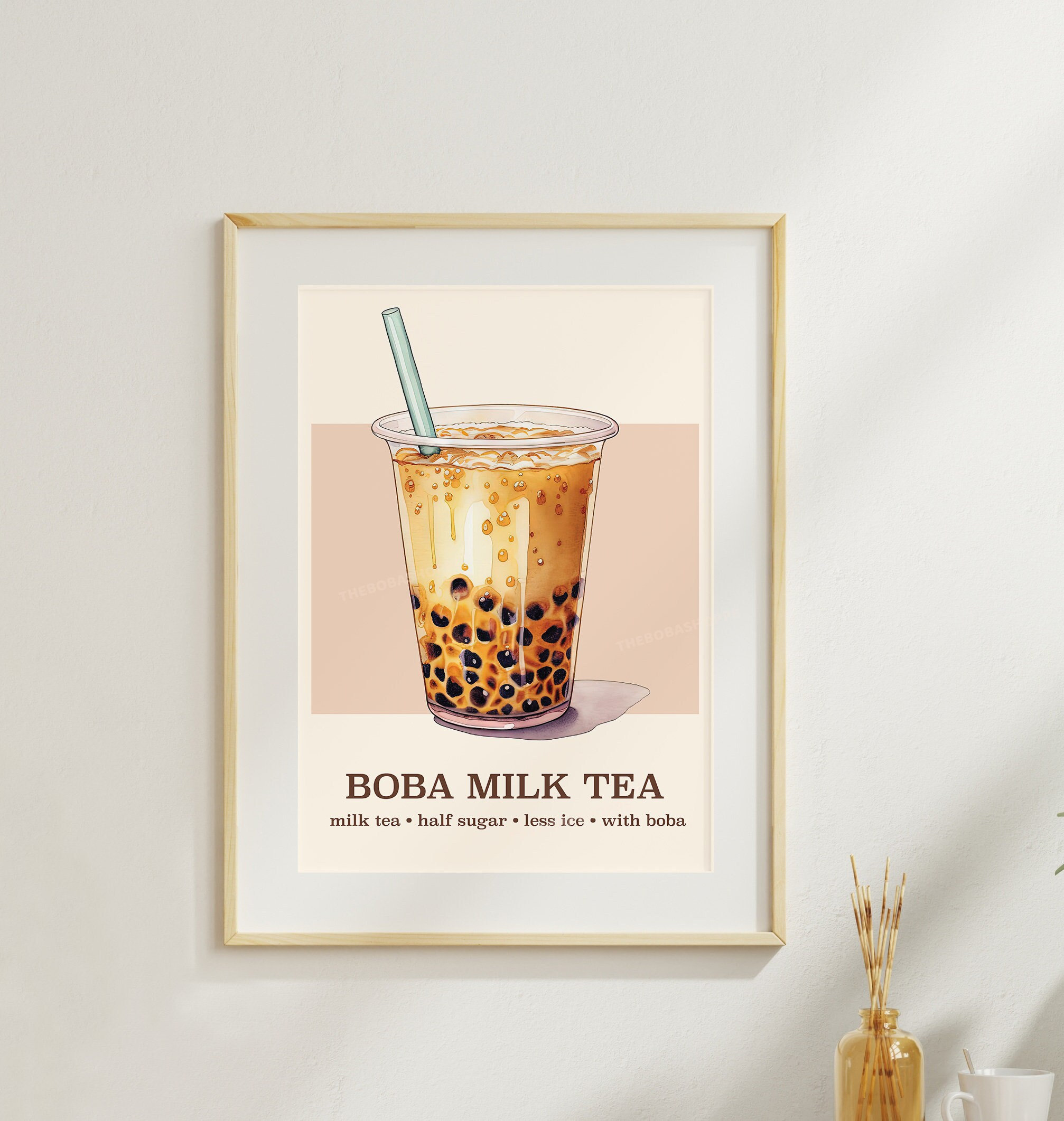 Boba Milk Tea Wall Art Poster | Digital Download Printable Home Decor ...