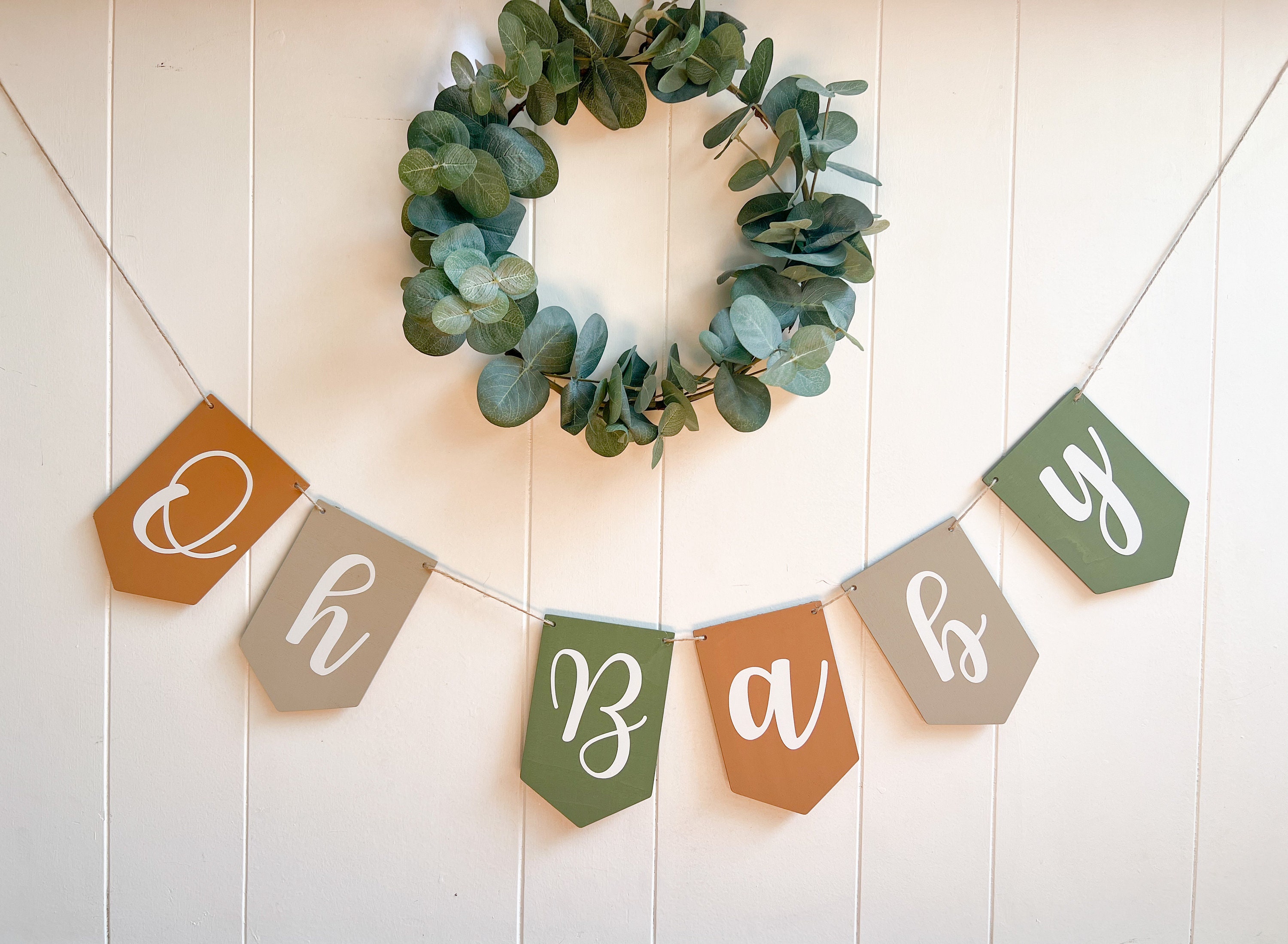 Wooden Gender Neutral Baby Shower Banner, Oh Baby Photo Prop, Expecting ...