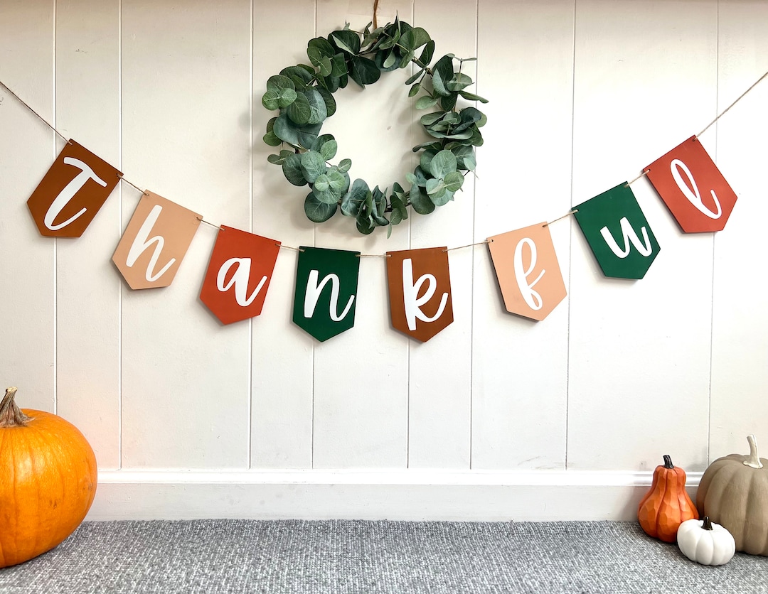 Thankful Wooden Banner Thanksgiving Banner Thanksgiving - Etsy