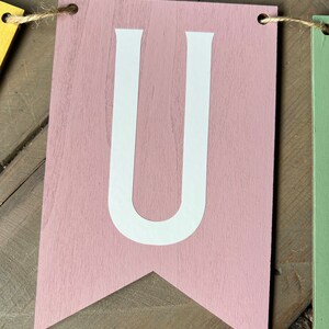 Feliz Cumpleaños Wooden Banner, Pastel Spanish Birthday Banner ...