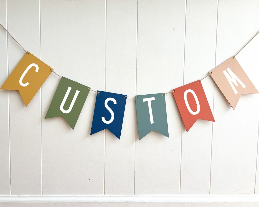 Personalized Wooden Name Banner, Colorful Wood Name Bunting Banner ...