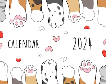 Printable Calendar for Kids 2024 Calendar for Kids Colorable - Etsy