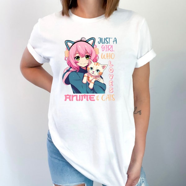 Just a Girl Who Loves Anime and Cats T Shirt - Etsy