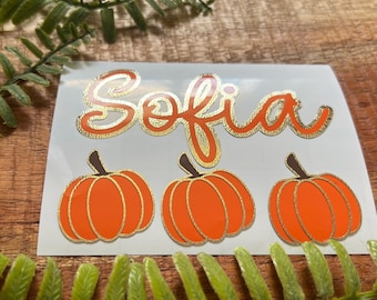 Personalised Vinyl Name Decal, Custom Pumpkin Stickers for Water ...