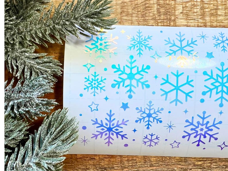 Christmas Vinyl Decal Set, Holographic Snowflakes Stickers for Tumblers ...