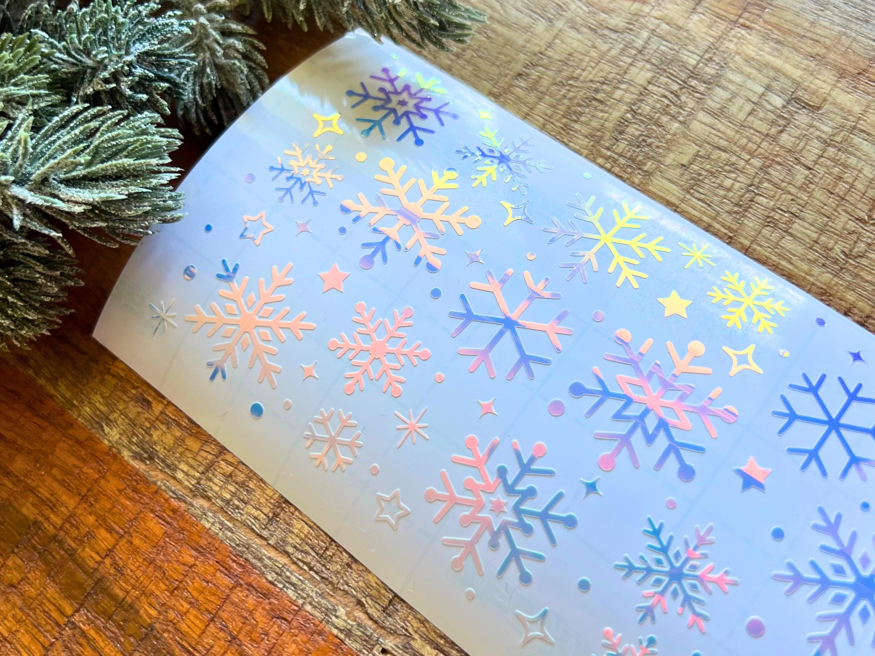 Christmas Vinyl Decal Set, Holographic Snowflakes Stickers for Tumblers ...