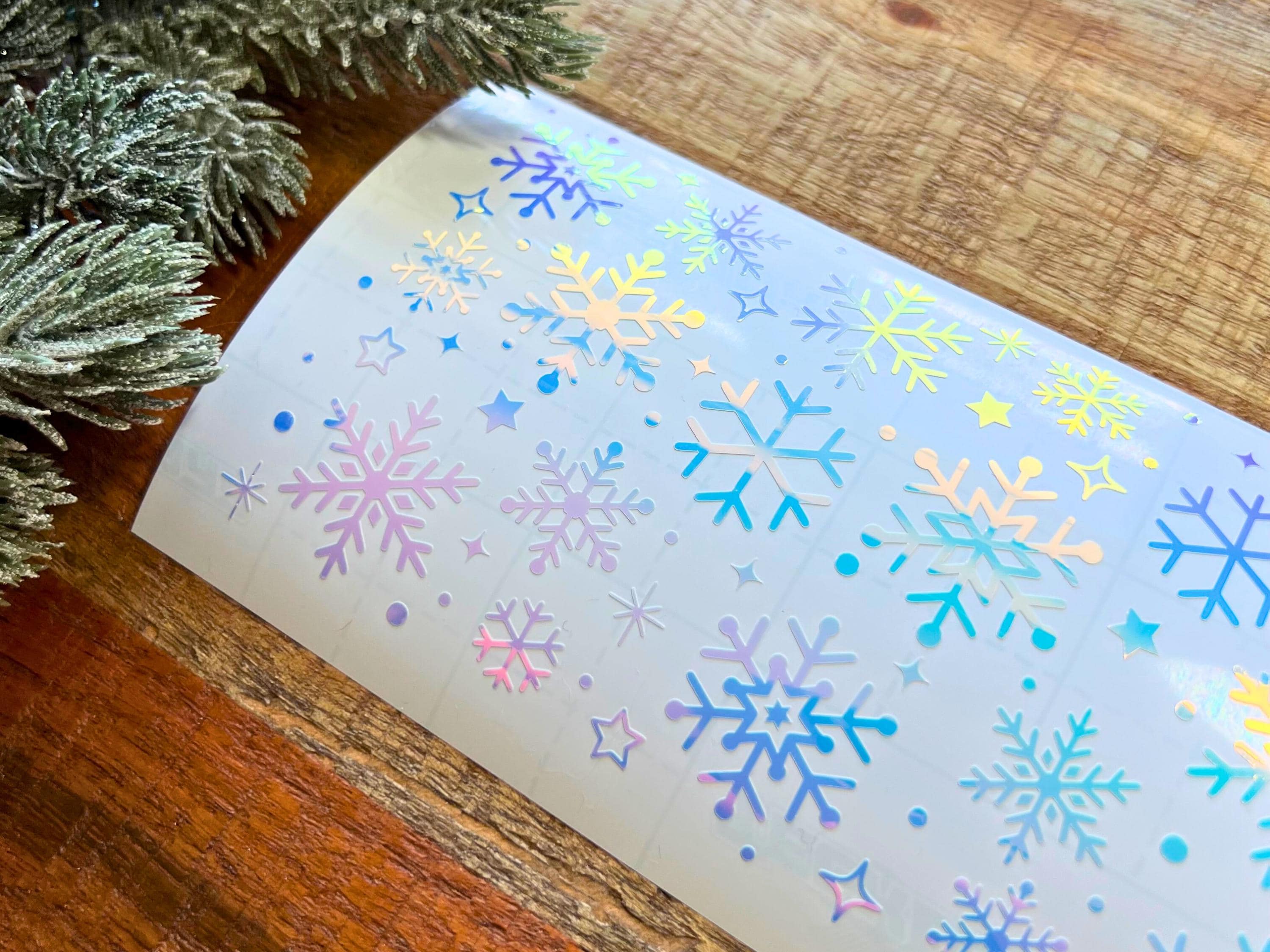 Christmas Vinyl Decal Set, Holographic Snowflakes Stickers for Tumblers ...