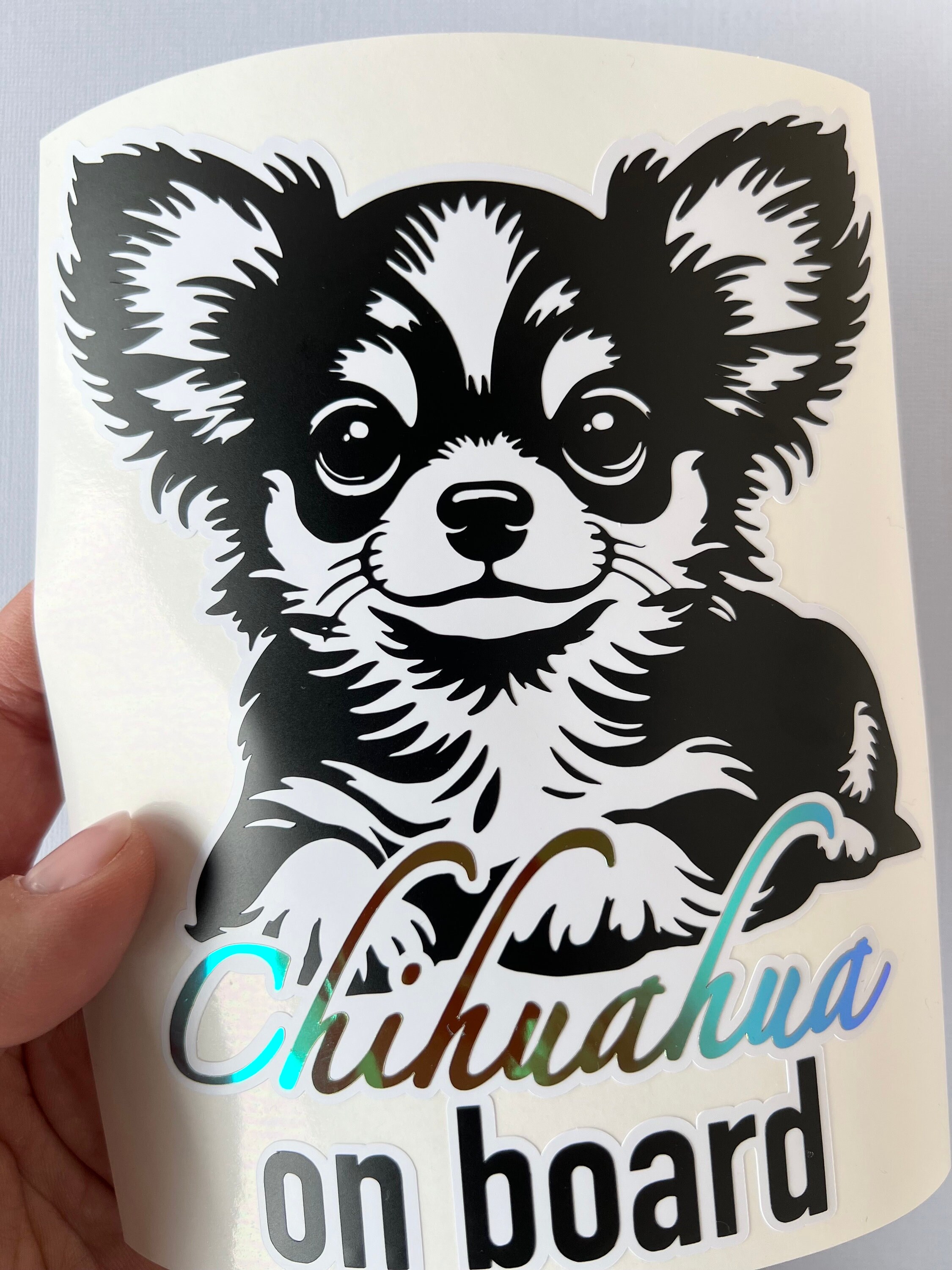 Chihuahua on Board Permanent Waterproof Vinyl Decal for Car: Cute ...