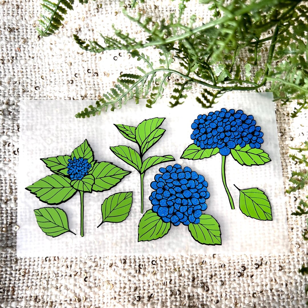 Blue Hydrangea Vinyl Decal, Glitter Stickers, Furniture Decal - Etsy