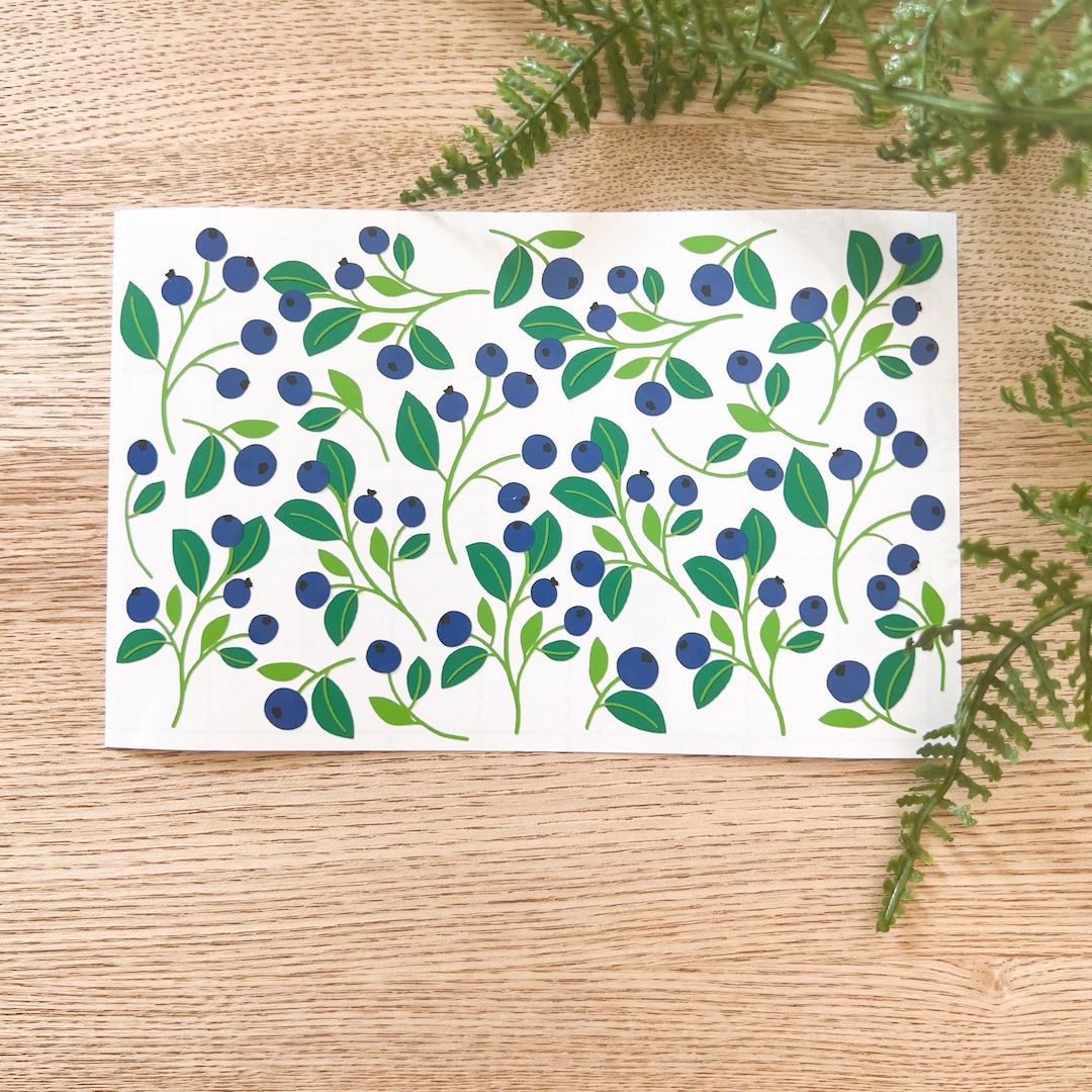 Blueberry Vinyl Sticker Decal Sheet, Waterproof Fruit Stickers - Etsy