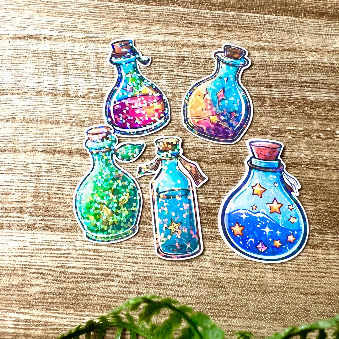 Holographic Magic Potion Sticker Pack, Witchcraft Sticker Set, Vinyl ...