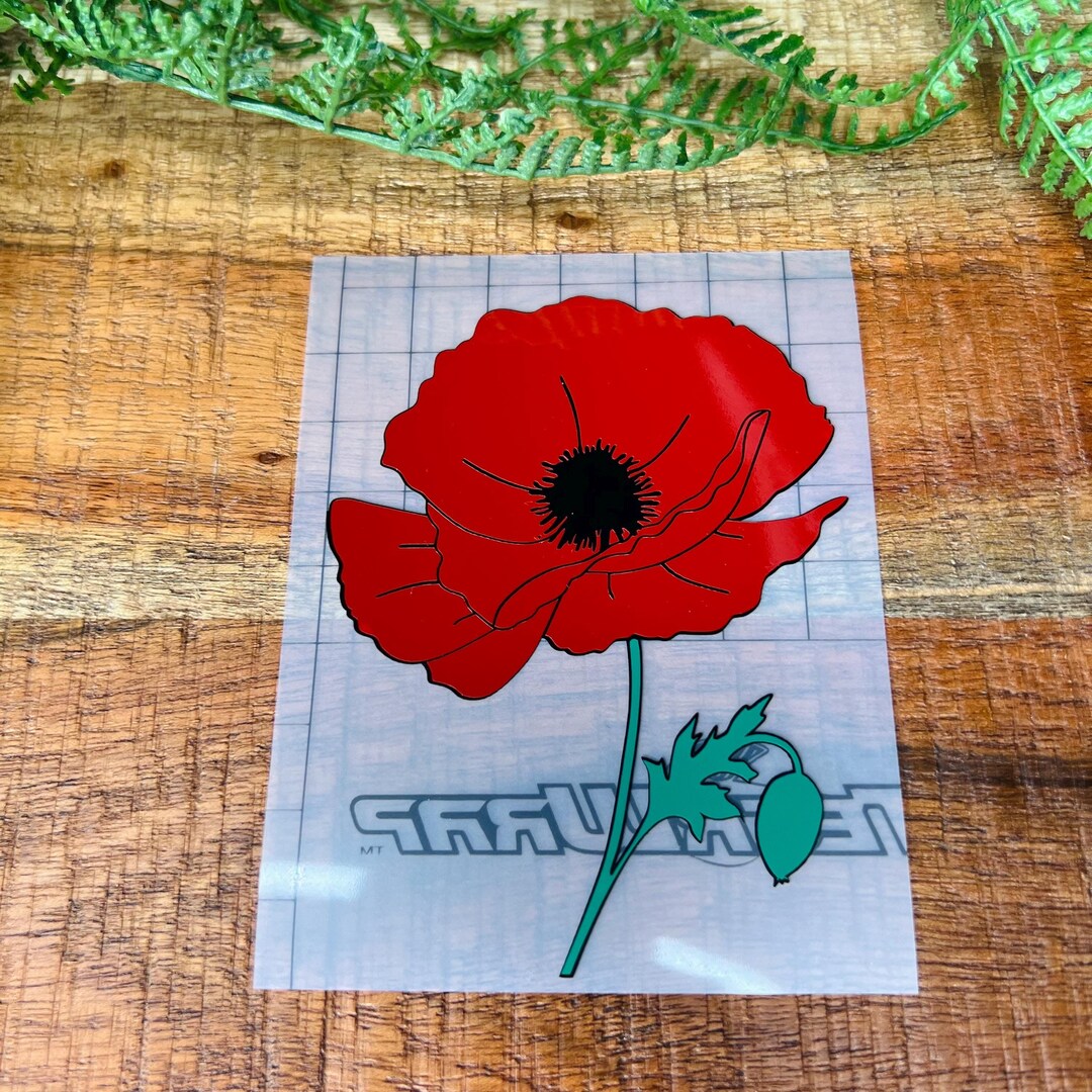 Poppy Vinyl Decal, Red Floral Stickers for Water Bottles and Furniture ...