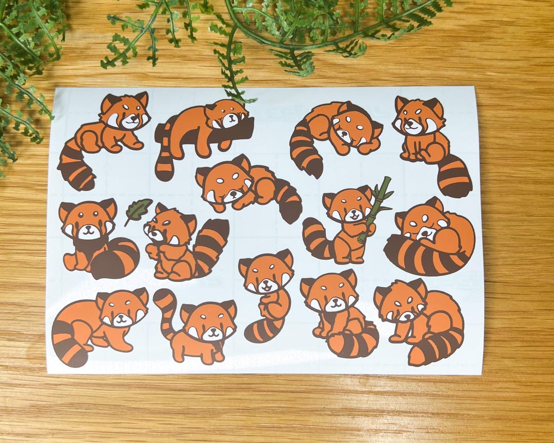 Red Panda Vinyl Decal Set, Waterproof Stickers for Water Bottles and ...
