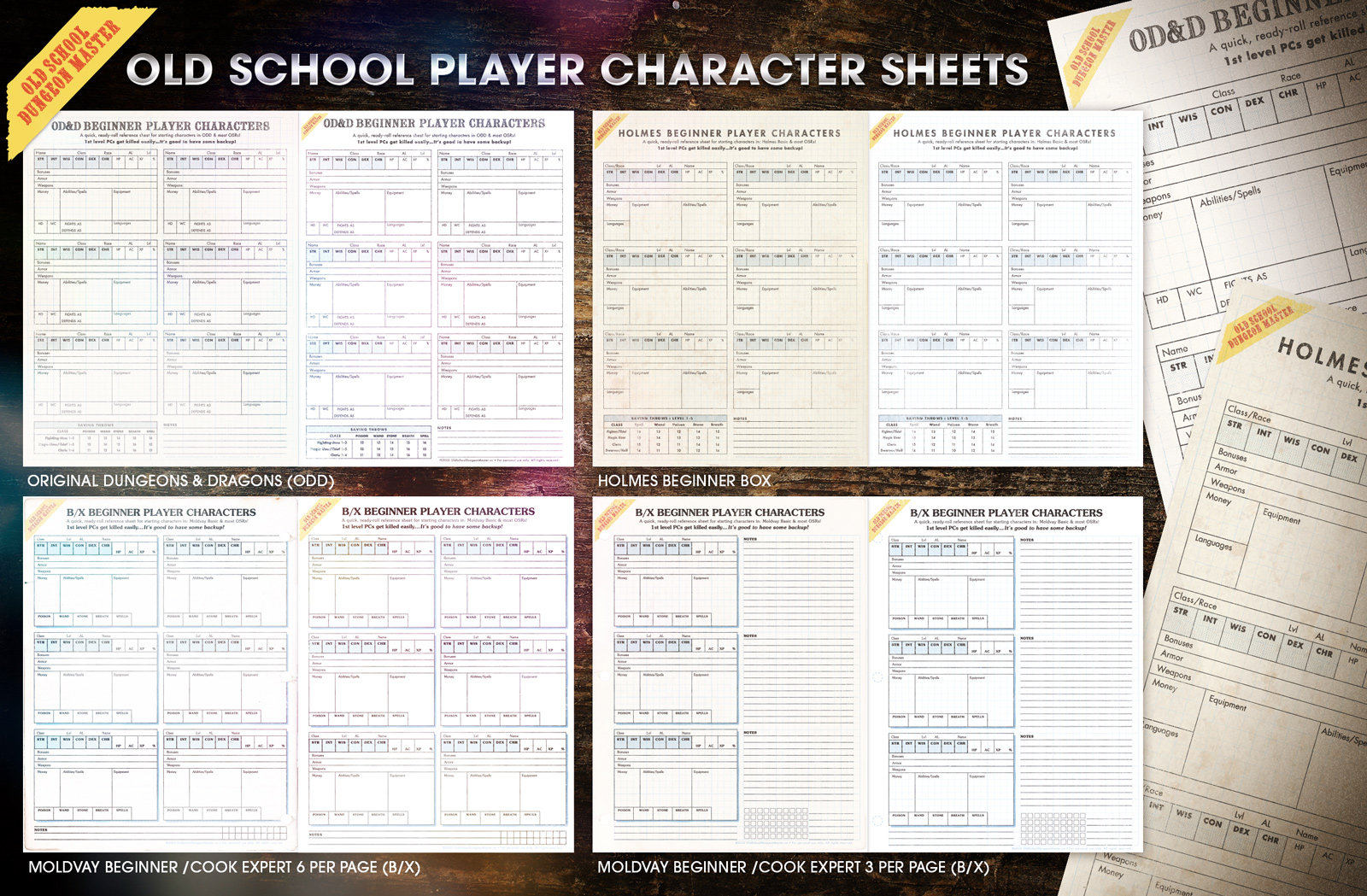 Beginner PC Sheets for Old School Player Characters - Etsy