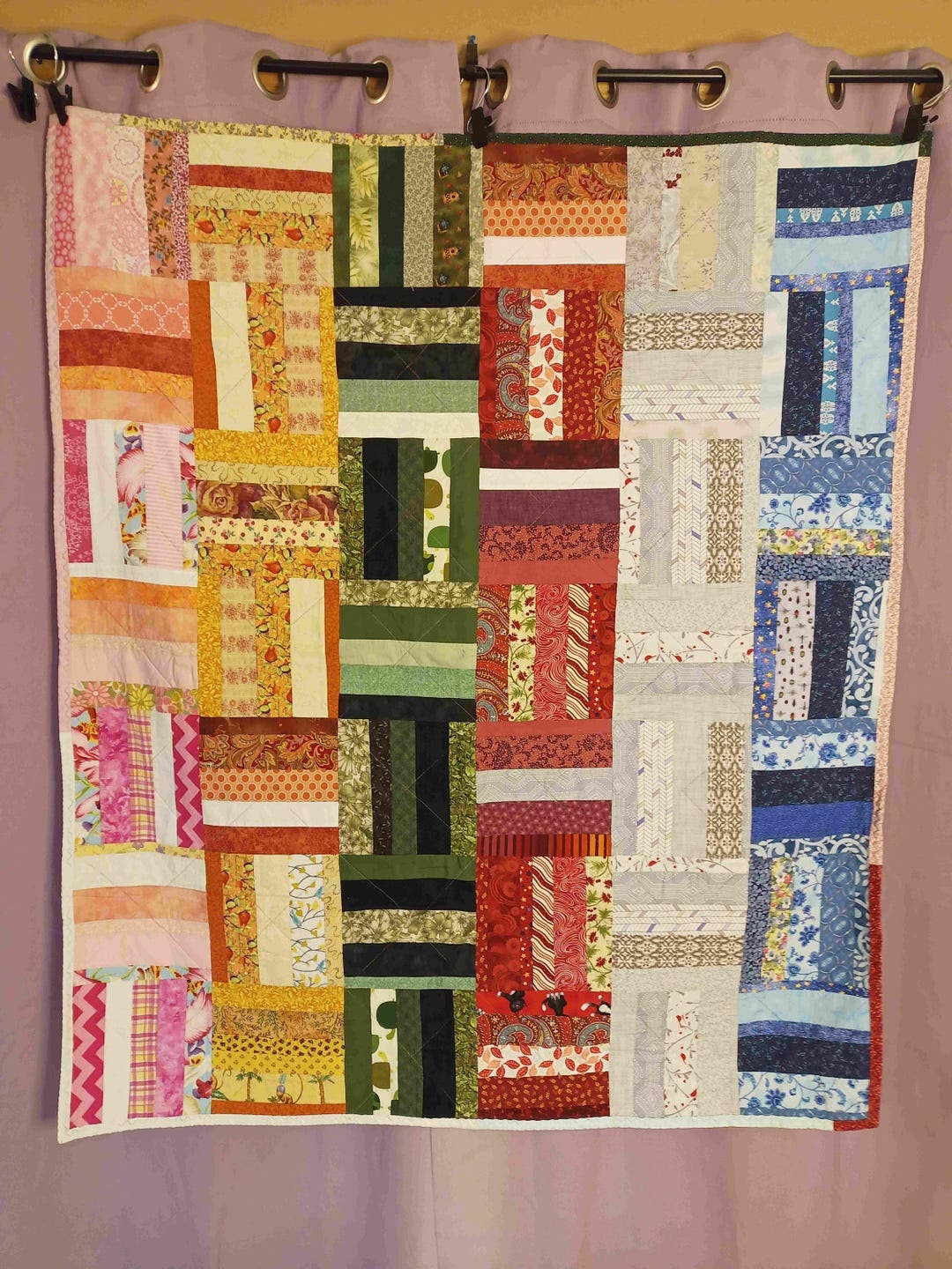 Handmade Strip Patchwork Quilt - Etsy