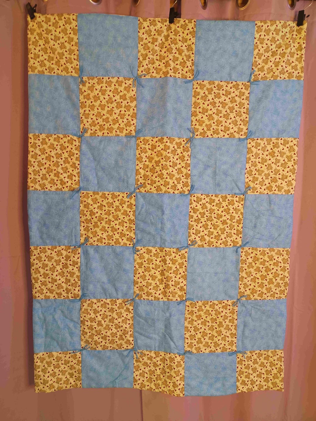 Handmade Teddy Bear Block Quilt - Etsy