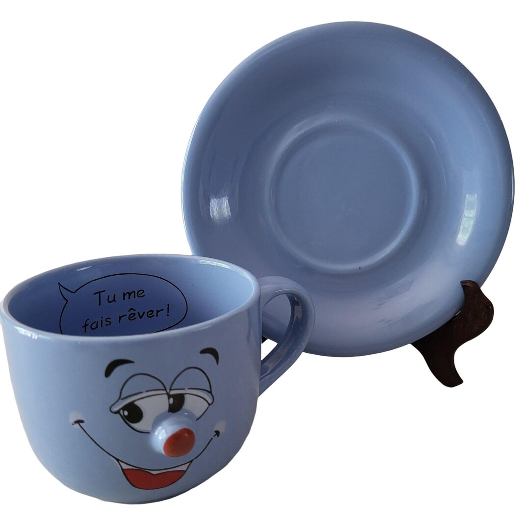 Tu Me Fais Rever Coffee Mug, Funny French Blue Tea Cup & Saucer - Etsy