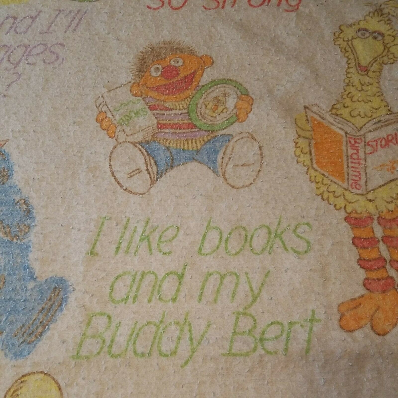 Sesame Street Twin Blanket Story Book Reading Bert Ernie Cookie Monster ...