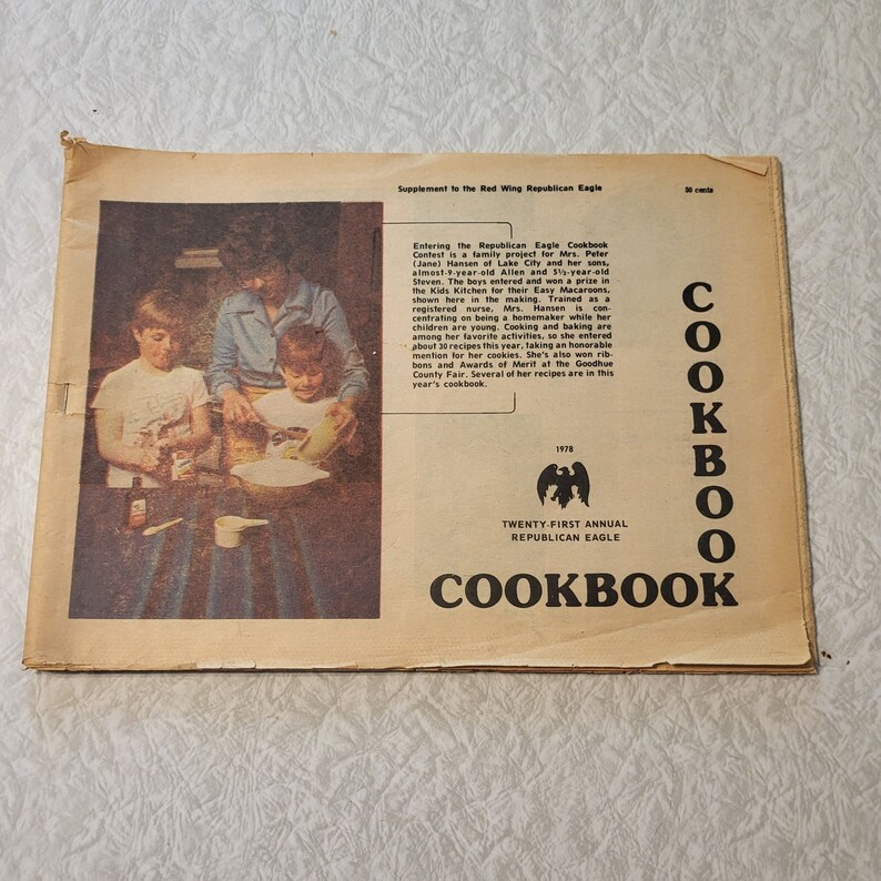 Libro de cocina del Red Wing MN Republican Eagle de 1978, 21.ª edición ...
