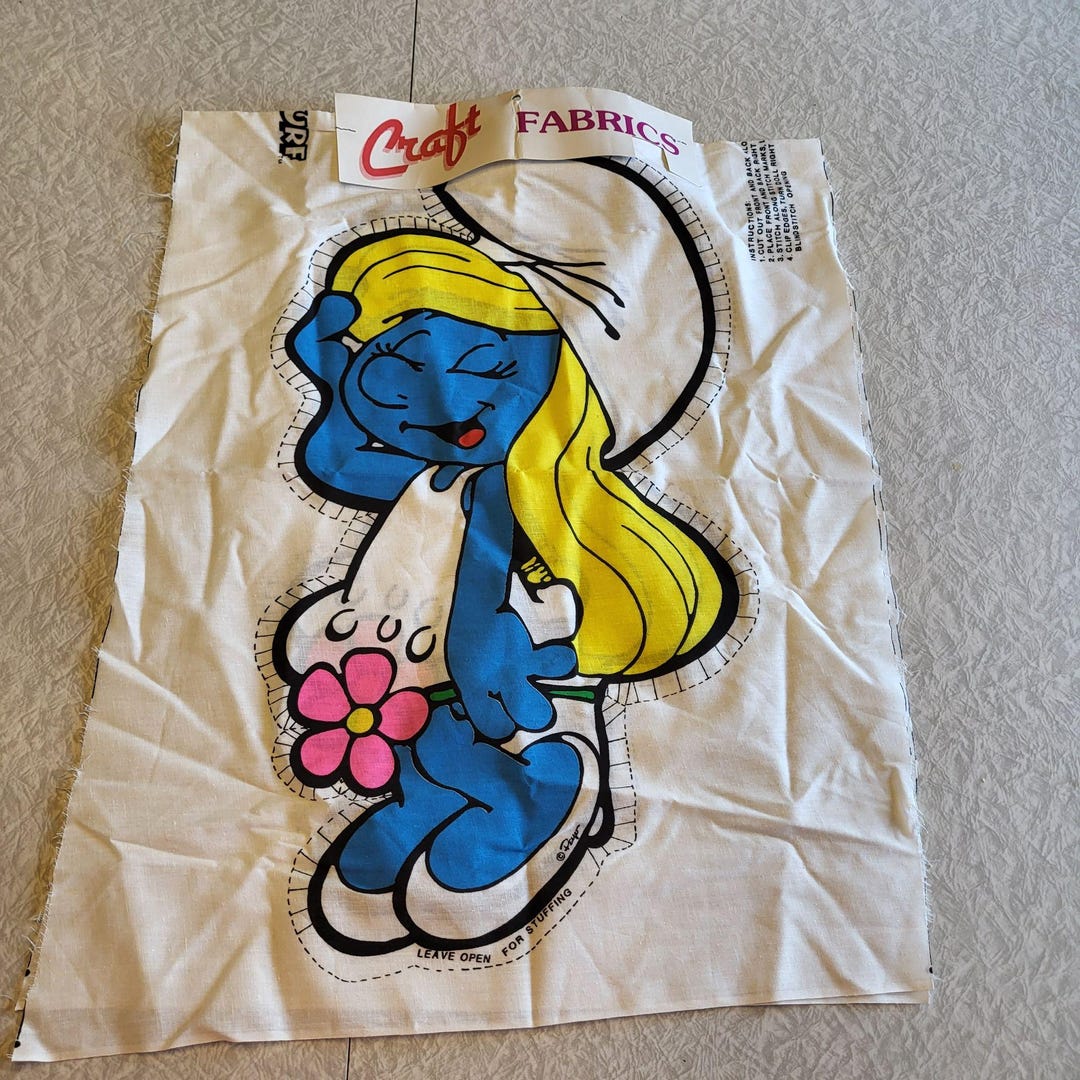 Smurfette Wallace Berrie Cut and Sew Panel 19 in Pillow Smurfs 1982 ...