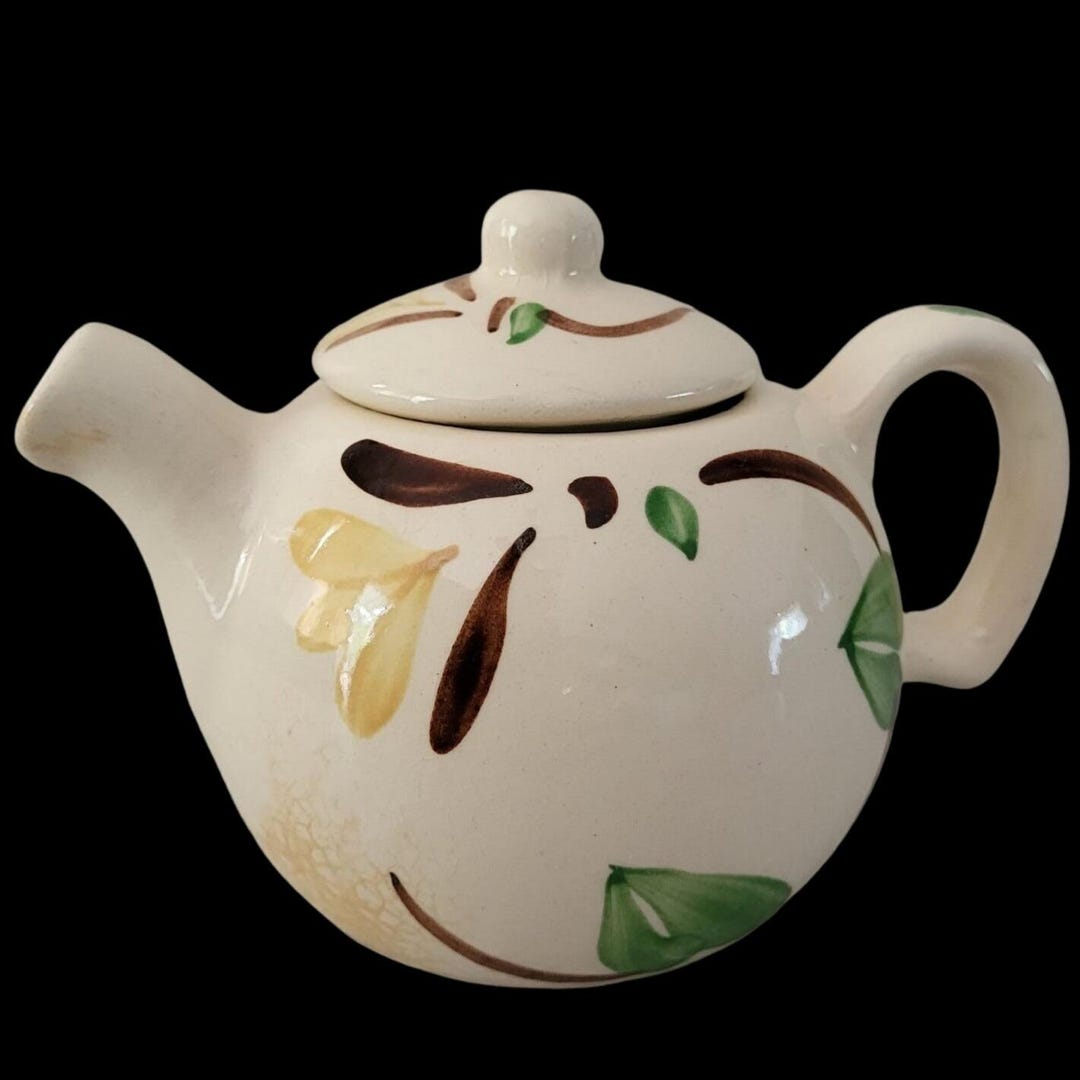 Vintage Hand-painted Ceramic Teapot With Floral Design & Lid - Etsy