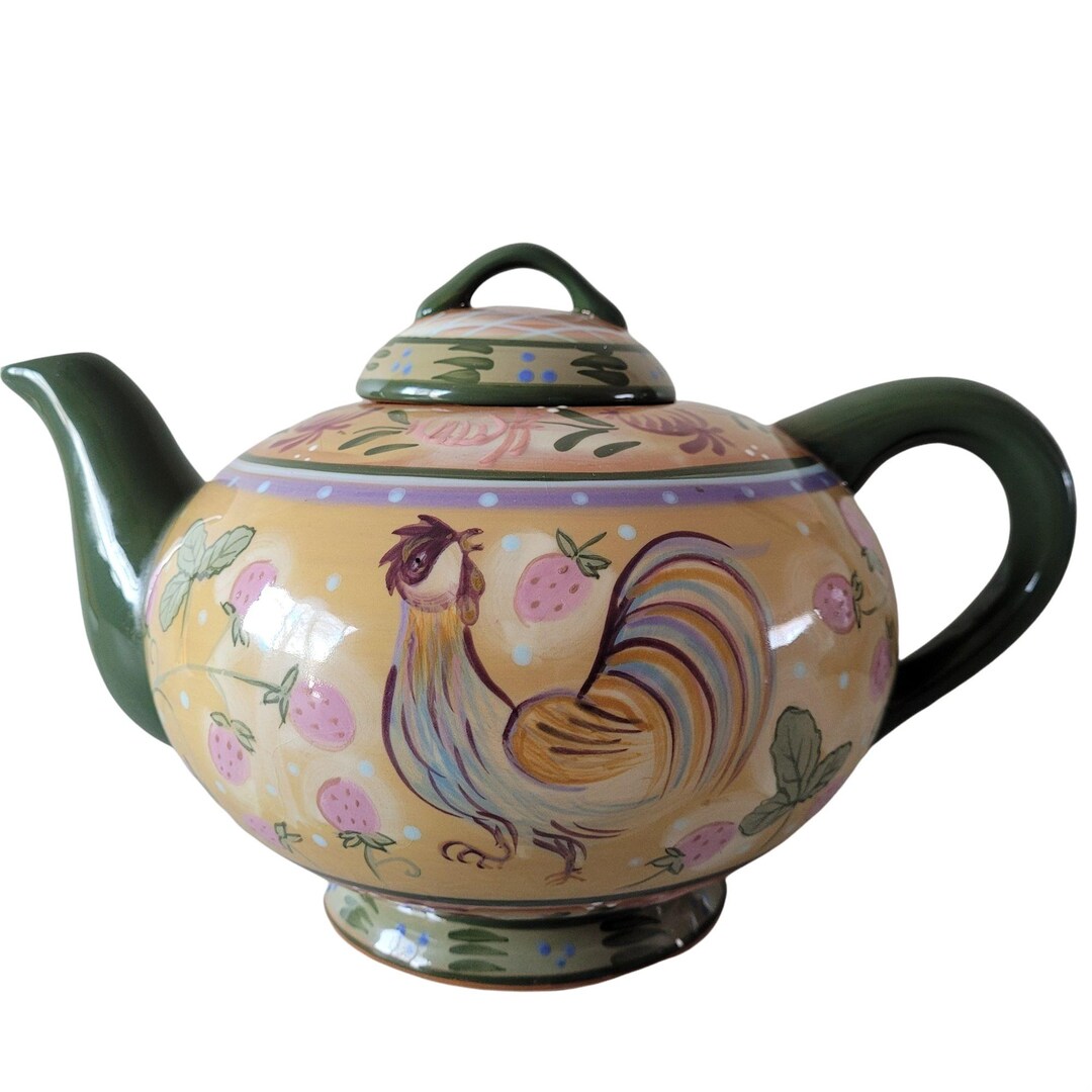 Danna Cullen Teapot Tea Pot French Country Rooster Chanticleer 6 Cup ...