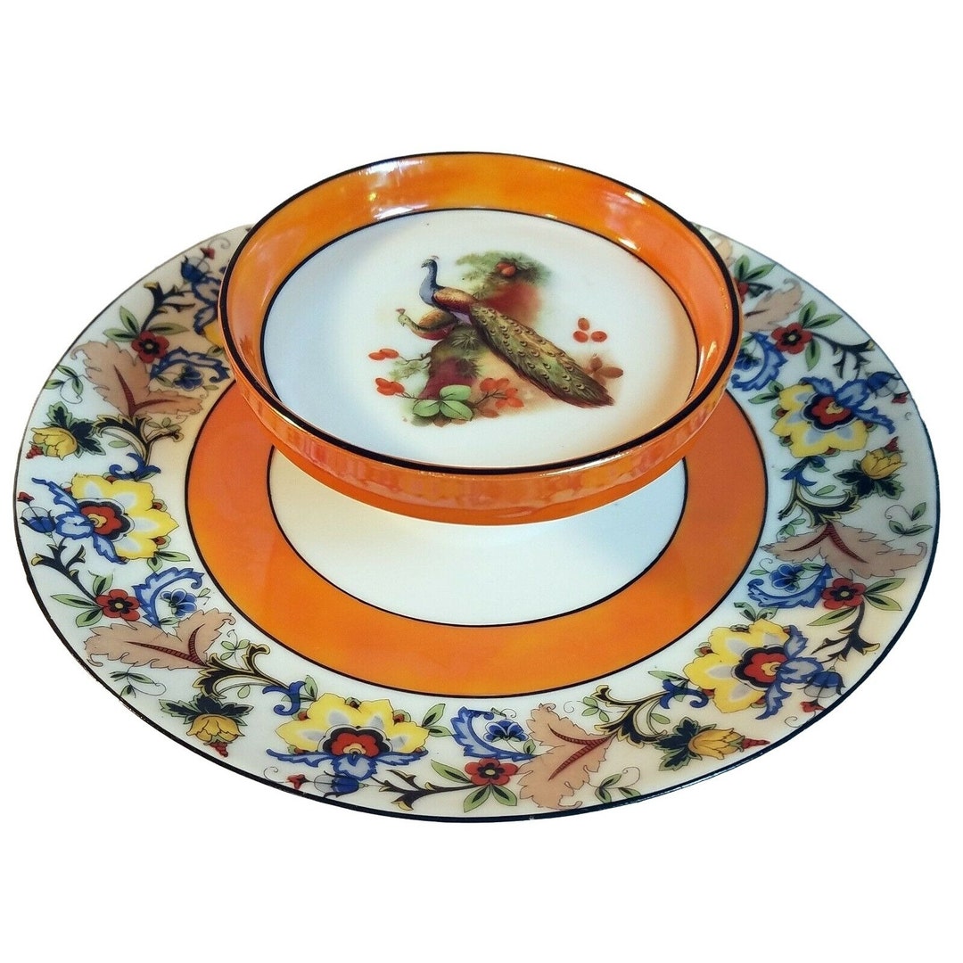 Prov SAXE ES Germany Rare Plate Peacock Porcelain Bright Serving Plate 9 In - Etsy