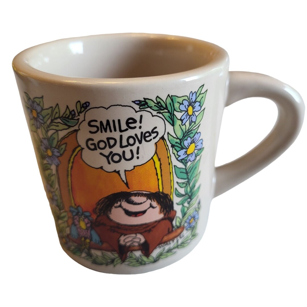 Vintage Smile God Loves You Sherman on the Mount Stoneware Mug - Etsy