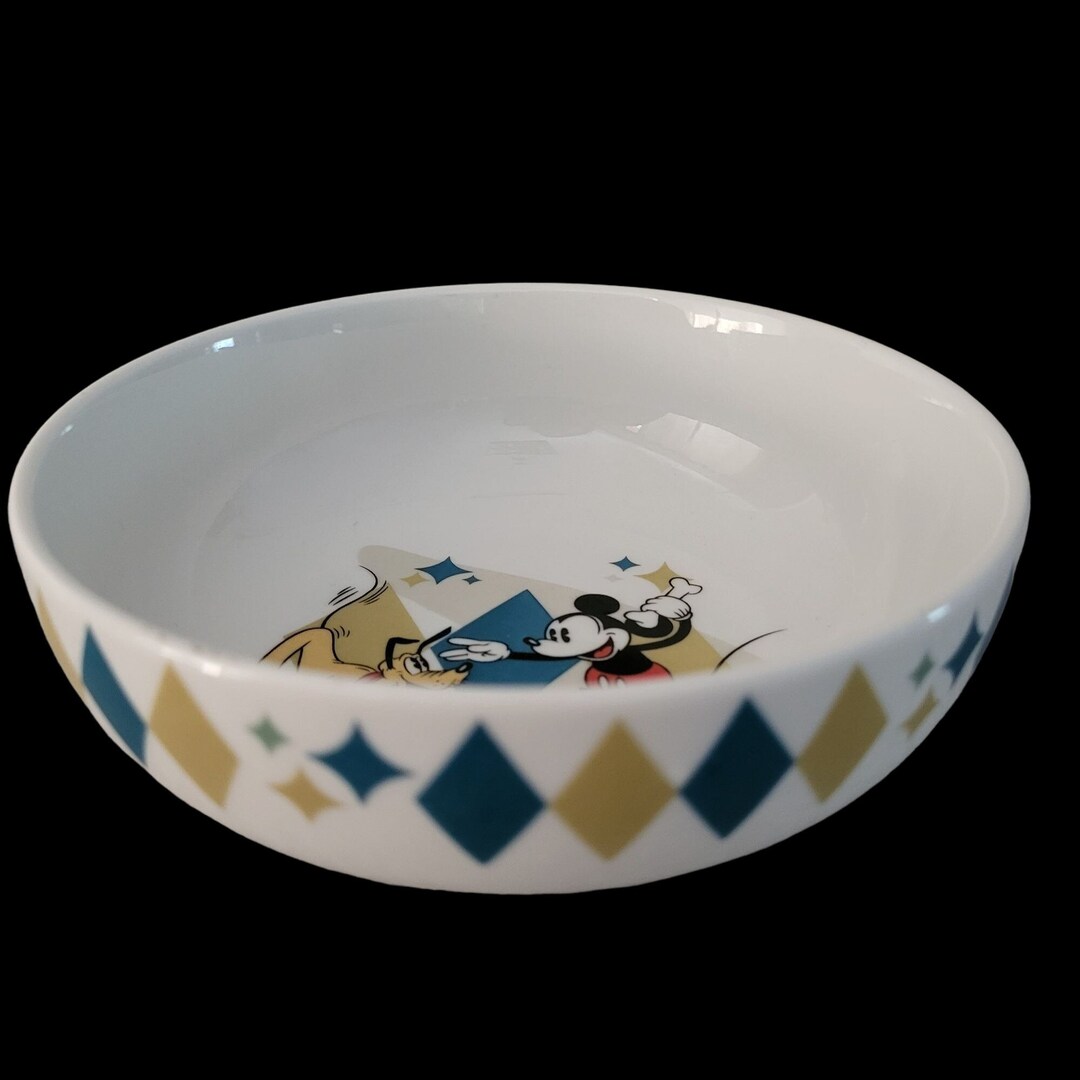 Vintage Disney Gibson Bowl Mickey Mouse Pluto Blue Gold Argle - Etsy ...