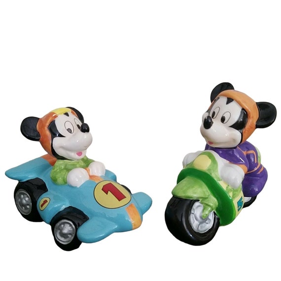Disney Mickey Mouse Racing Figurines Motorcycle Racecar Race - Etsy