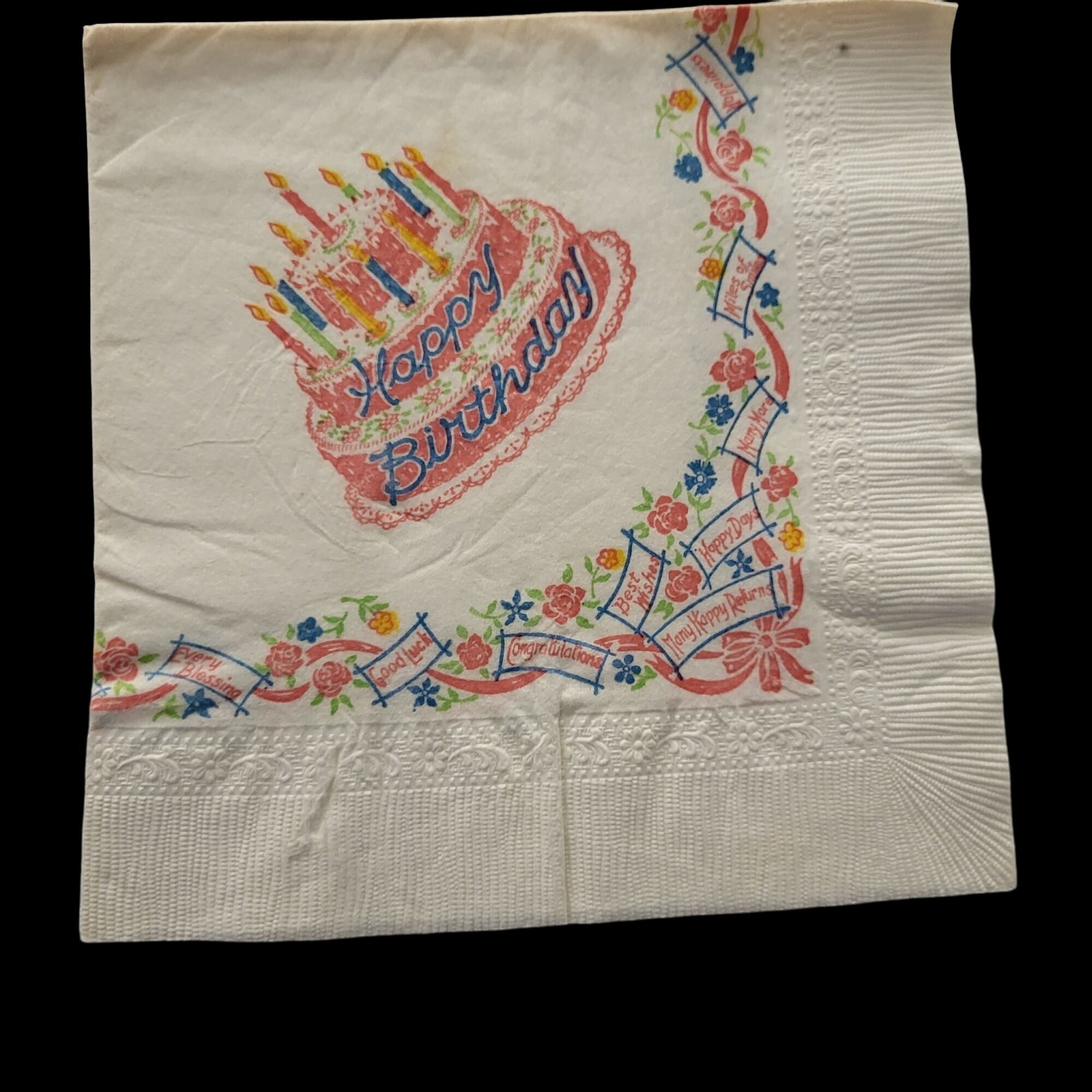 Vintage Fancy Happy Birthday Paper Party Napkins Cake Lot of 10 - Etsy