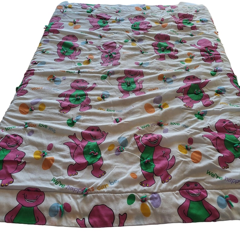 Handmade Barney Baby Bop Purple Dinosaur Comforter Baby Blanket 52 X 54 ...