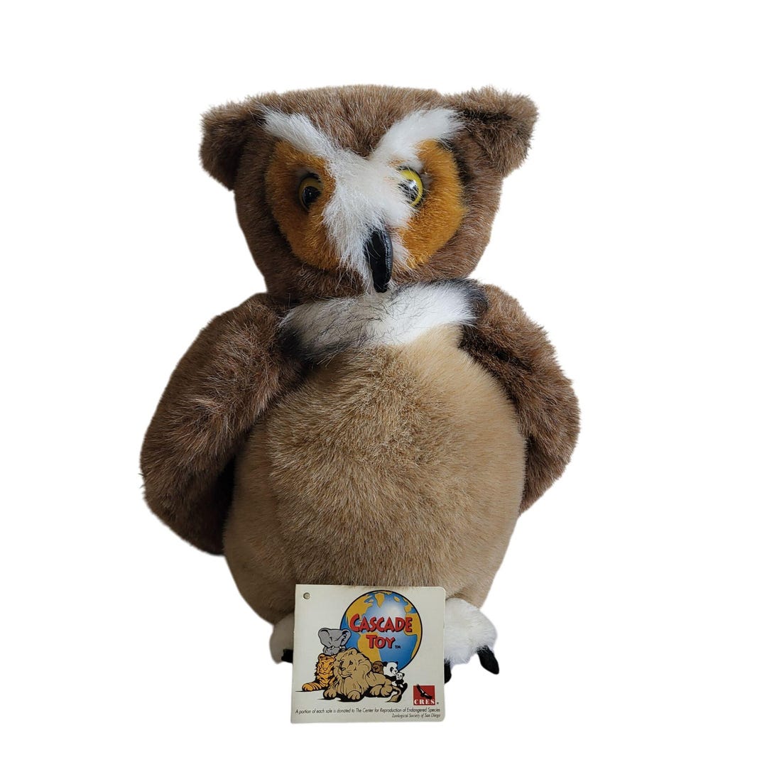 Vintage 12" Great Horned Owl Cascade Puppet Plush Stuffed Animal Toy ...