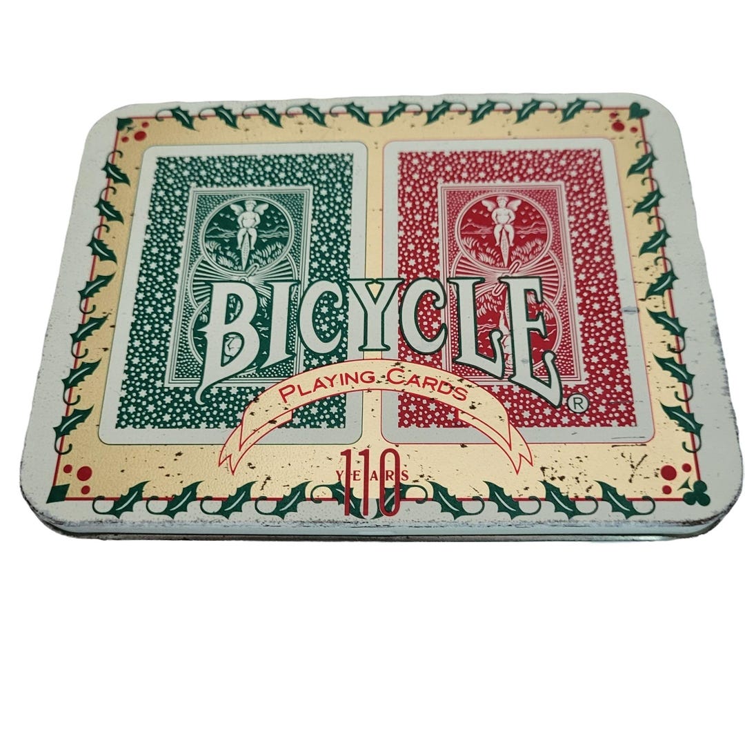 Vintage Bicycle Holiday Playing Cards Set Collector's Tin 2 Poker Decks ...