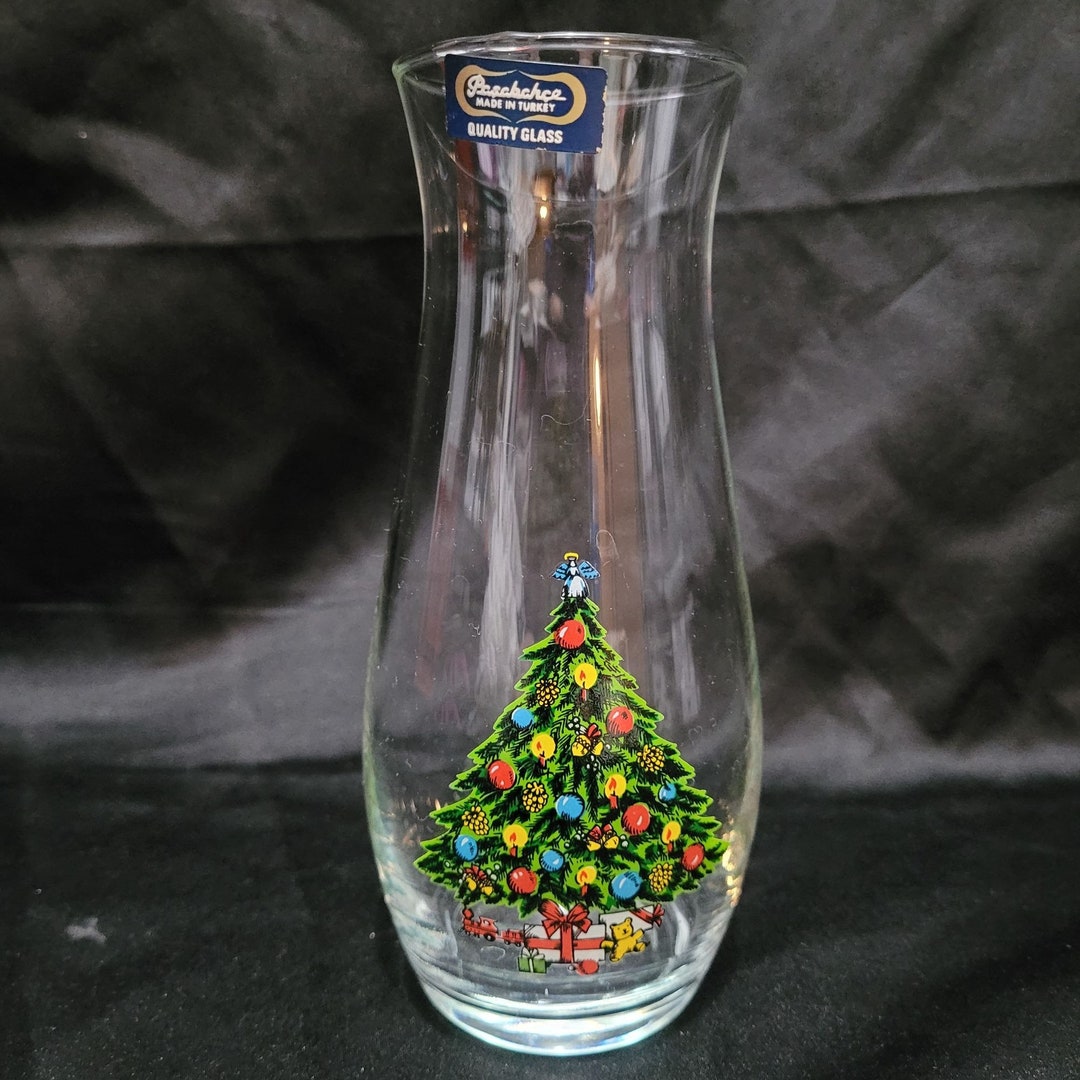 Pasabahce Christmas Tree 7 in Bud Flower Vase Clear Glass Made - Etsy