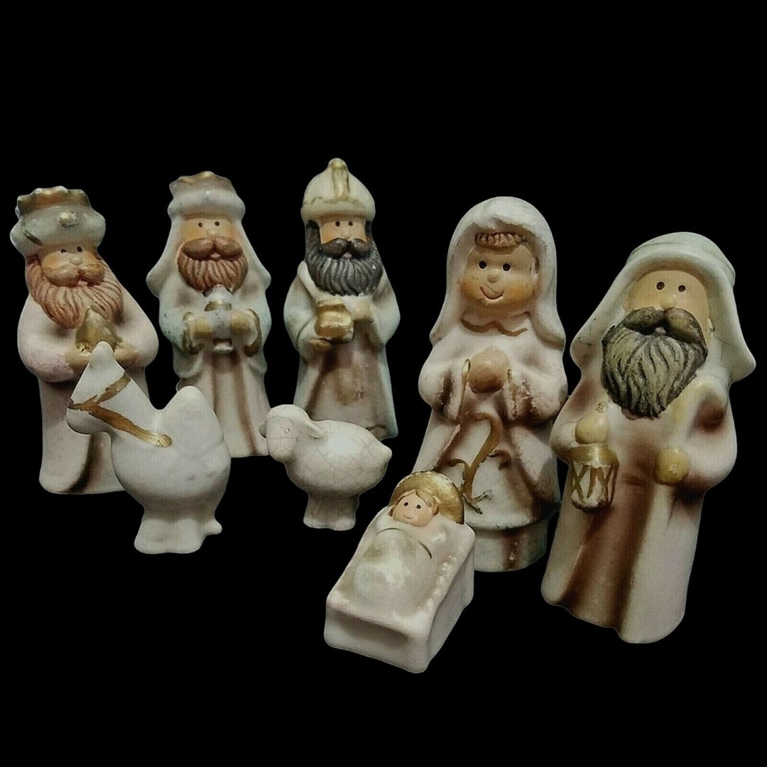 Nativity Set Christmas Mary Joseph Baby Jesus 2 Animals 3 Wise Men ...