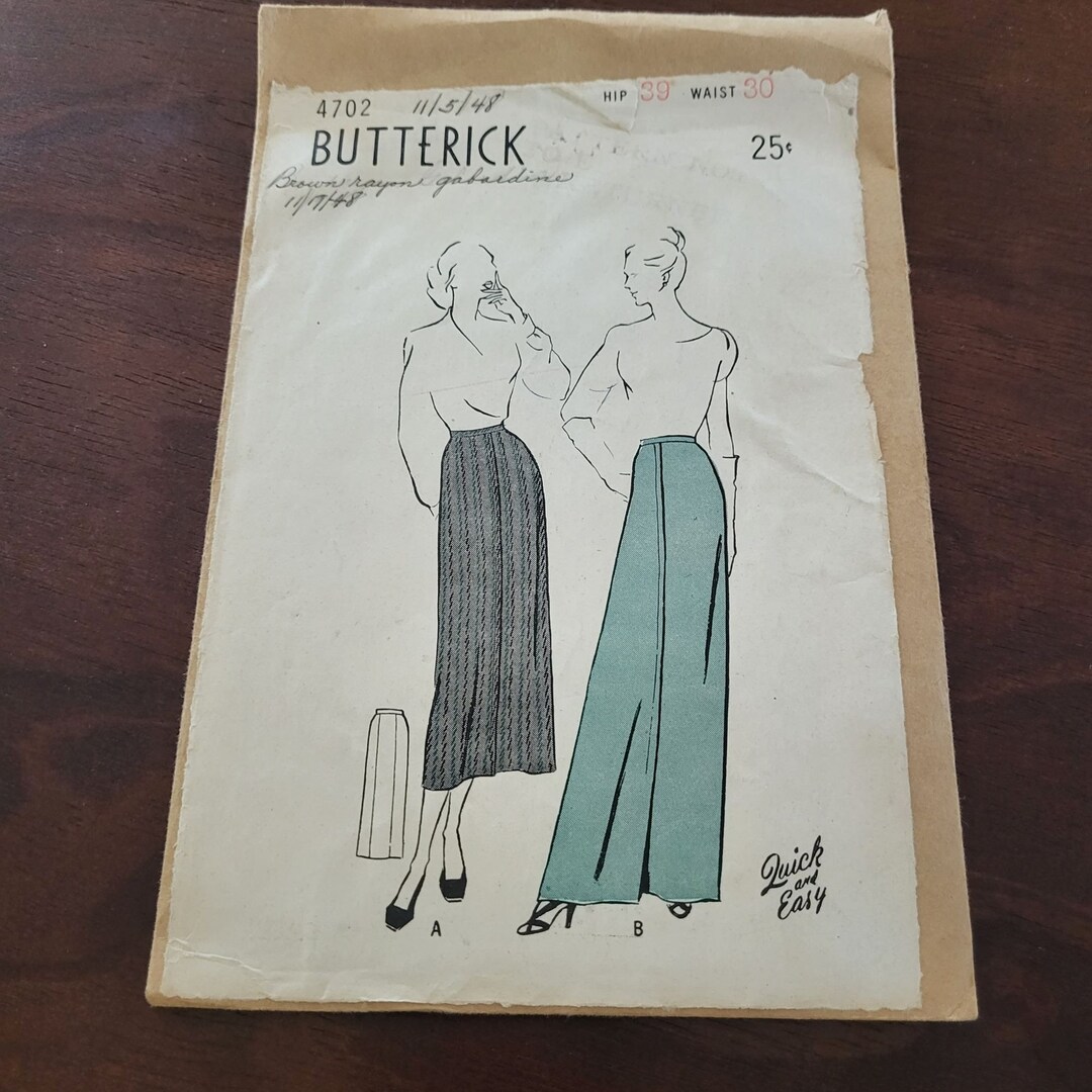 Vintage Butterick 4702 Sewing Pattern Womens Five Gore Skirt Hip 39 ...