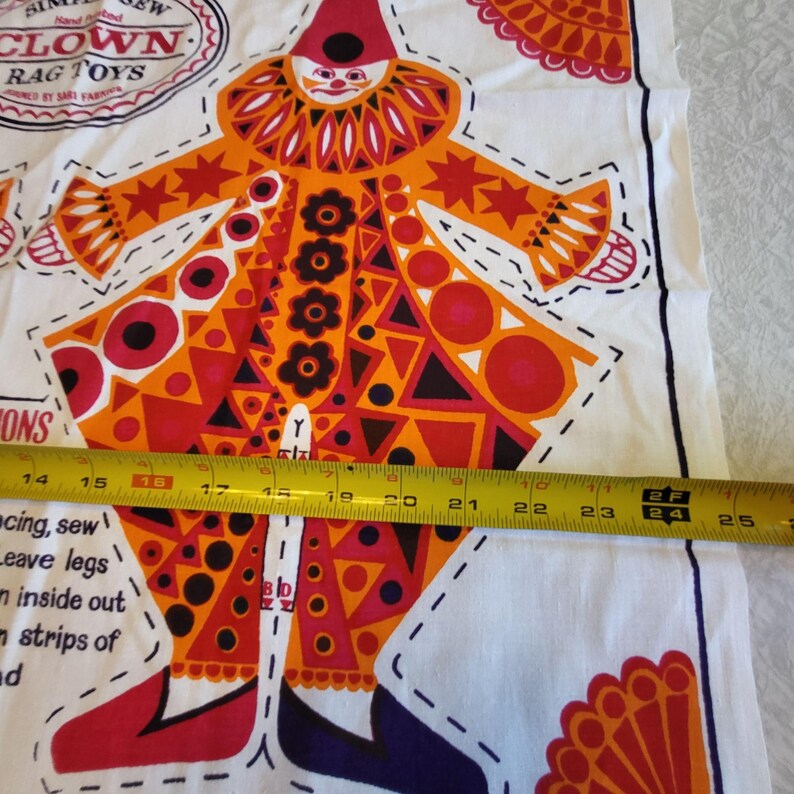 Vintage Simple Sew Happy Sad Clown Rag Doll Hand Printed Sari Fabrics ...