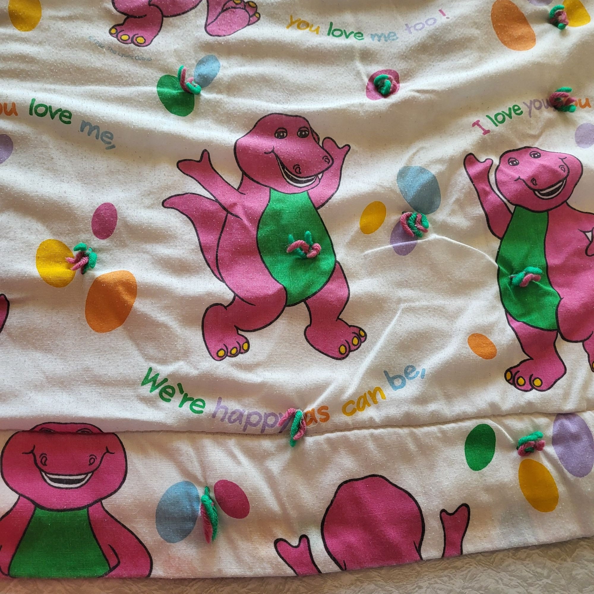 Handmade Barney Baby Bop Purple Dinosaur Comforter Baby Blanket 52 X 54 ...