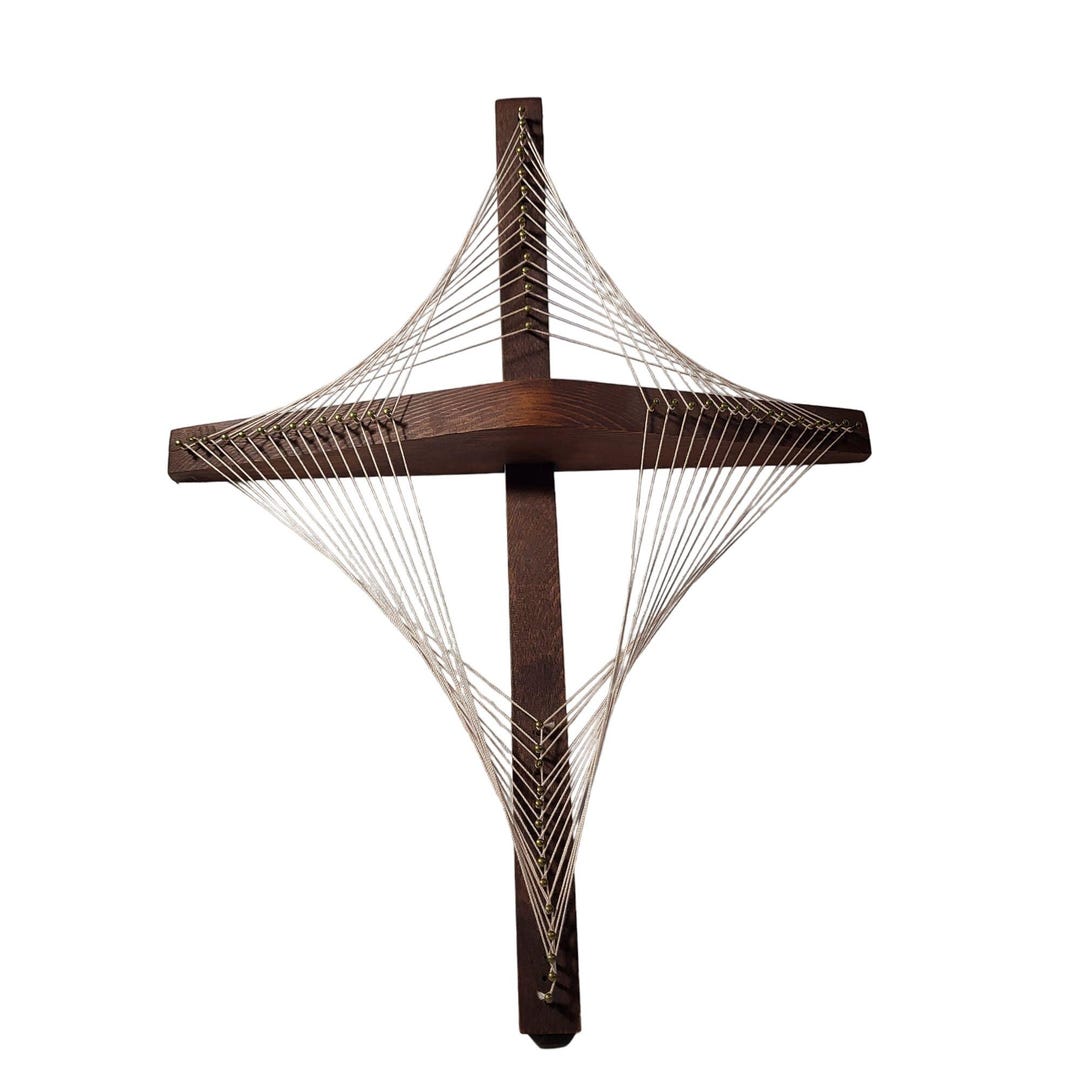 MCM Handcrafted Wooden String Art Religious Cross Wall Decor 14 X 10 ...