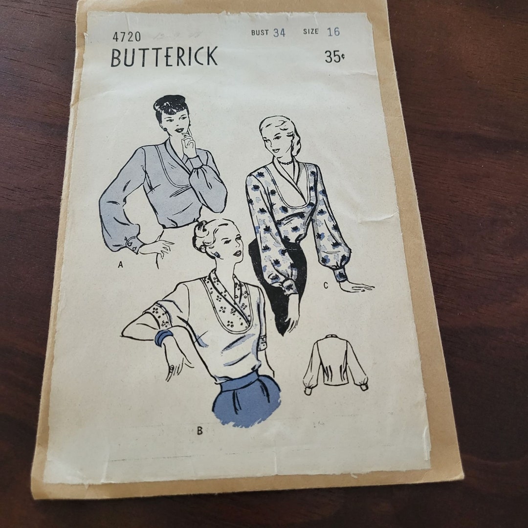 Vintage Butterick 4720 Sewing Pattern Bust 34 Size 16 Misses Inset ...