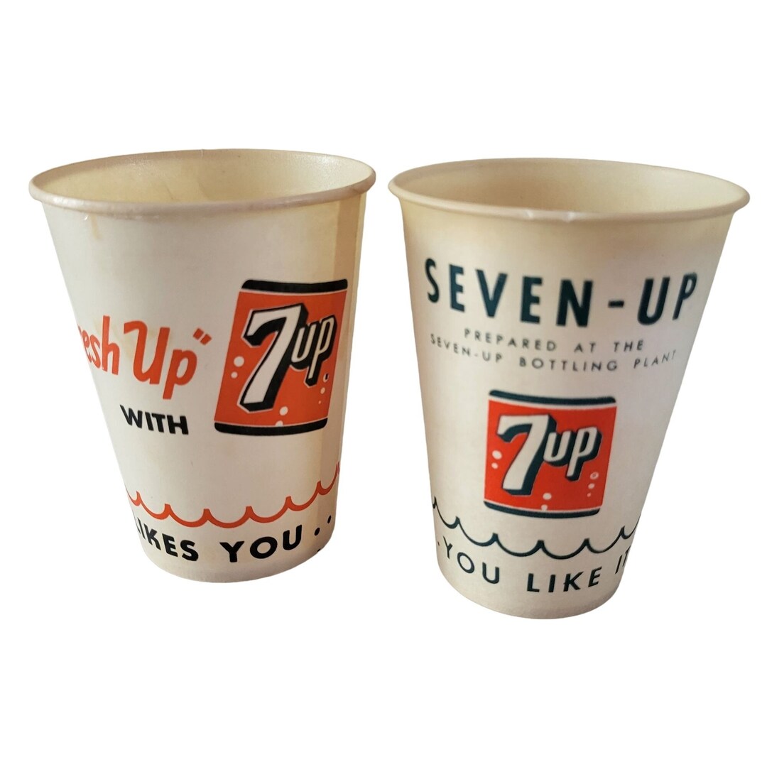 Vintage 7up Wax Paper Cups, Set of 2, Soda Collectible - Etsy