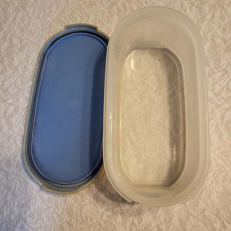 Vintage Tupperware Blue Lid Modular Mates 1 Rectangle 2 Cup Storage ...