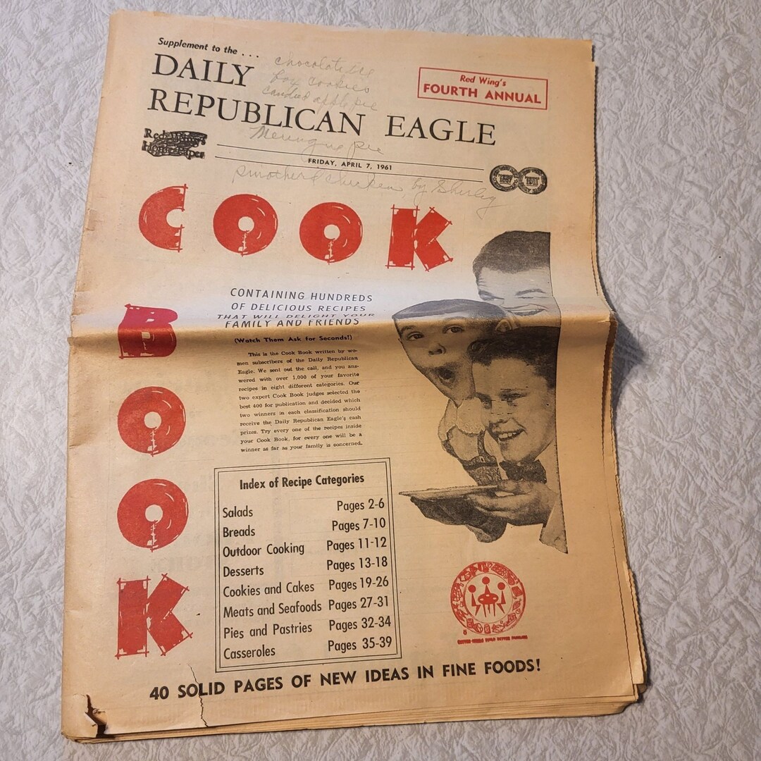 Red Wing MN Republican Eagle 1961 Cookbook 4th Annual Newspaper ...